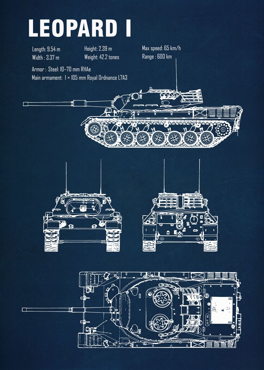 'Leopard I tank' Poster, picture, metal print, paint by Flo Rutherford ...