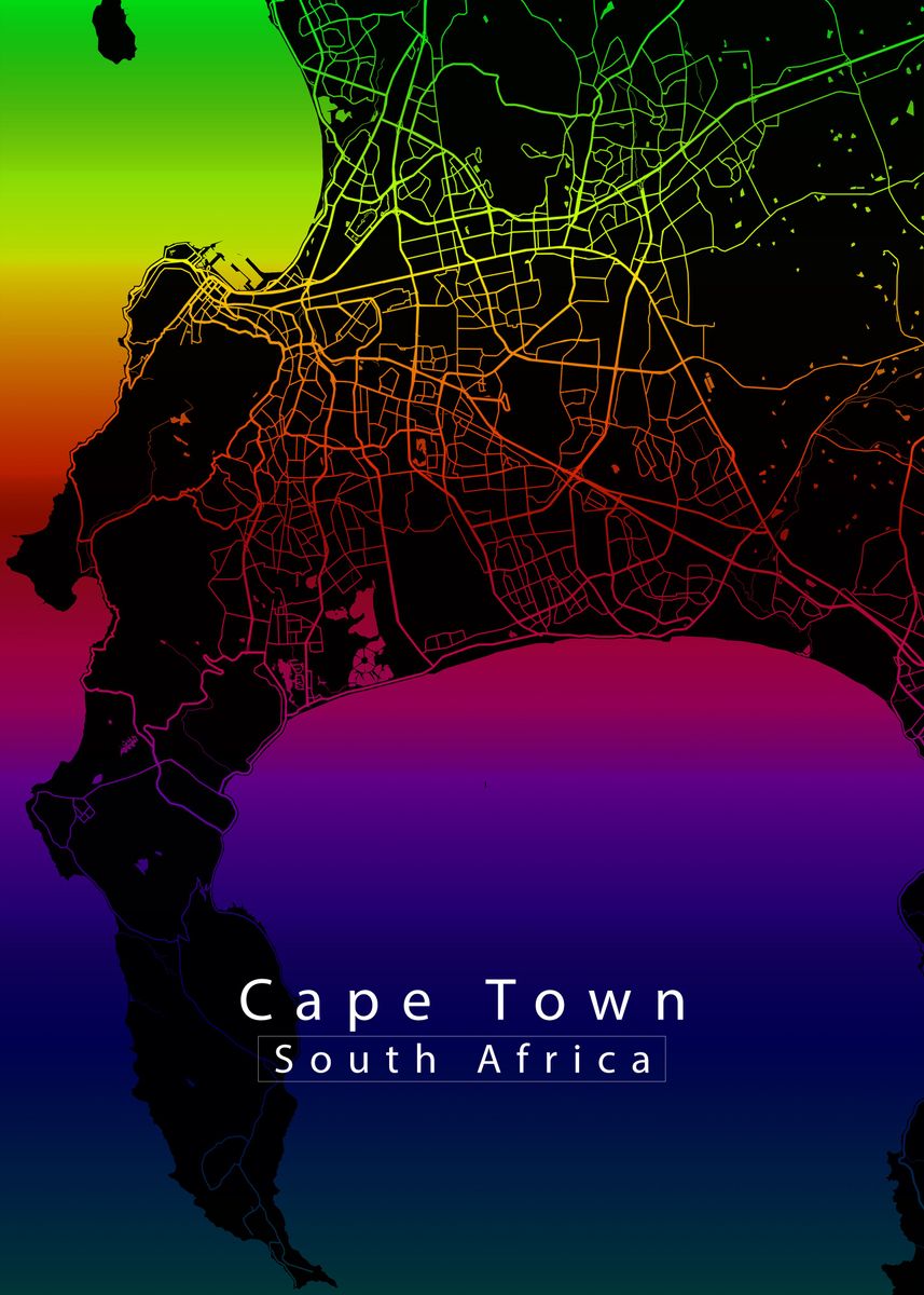 'Cape Town City map' Poster by Robin Niemczyk | Displate