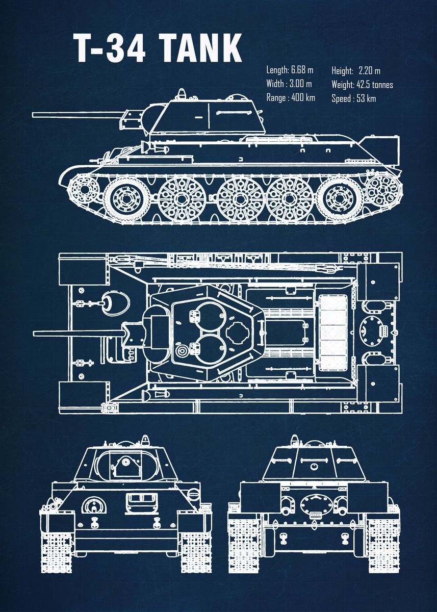 'T 34 Tank' Poster, picture, metal print, paint by Flo Rutherford ...