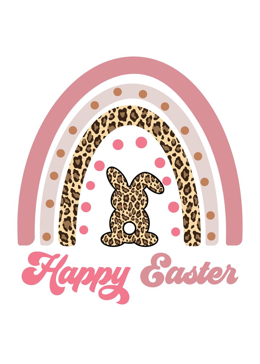 'Happy Easter Leopard print' Poster, picture, metal print, paint by ...