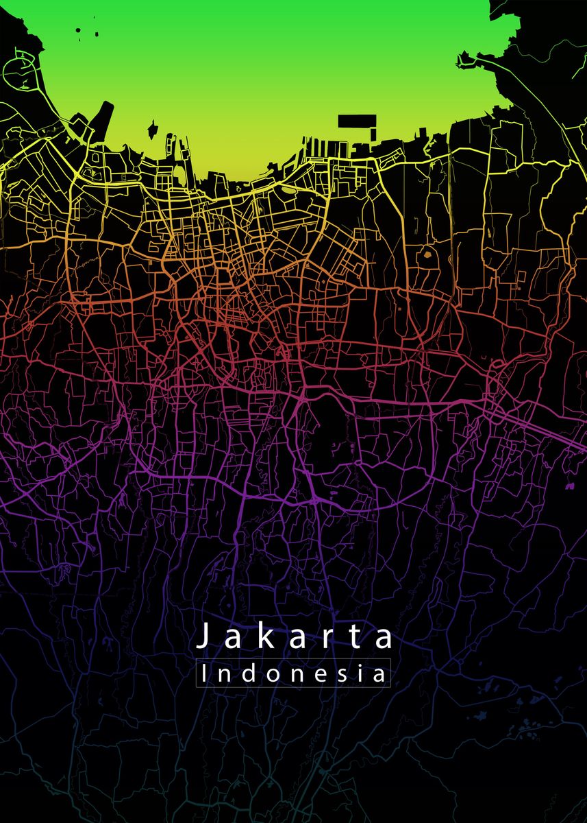 'Jakarta City Map' Poster, picture, metal print, paint by Mapique ...