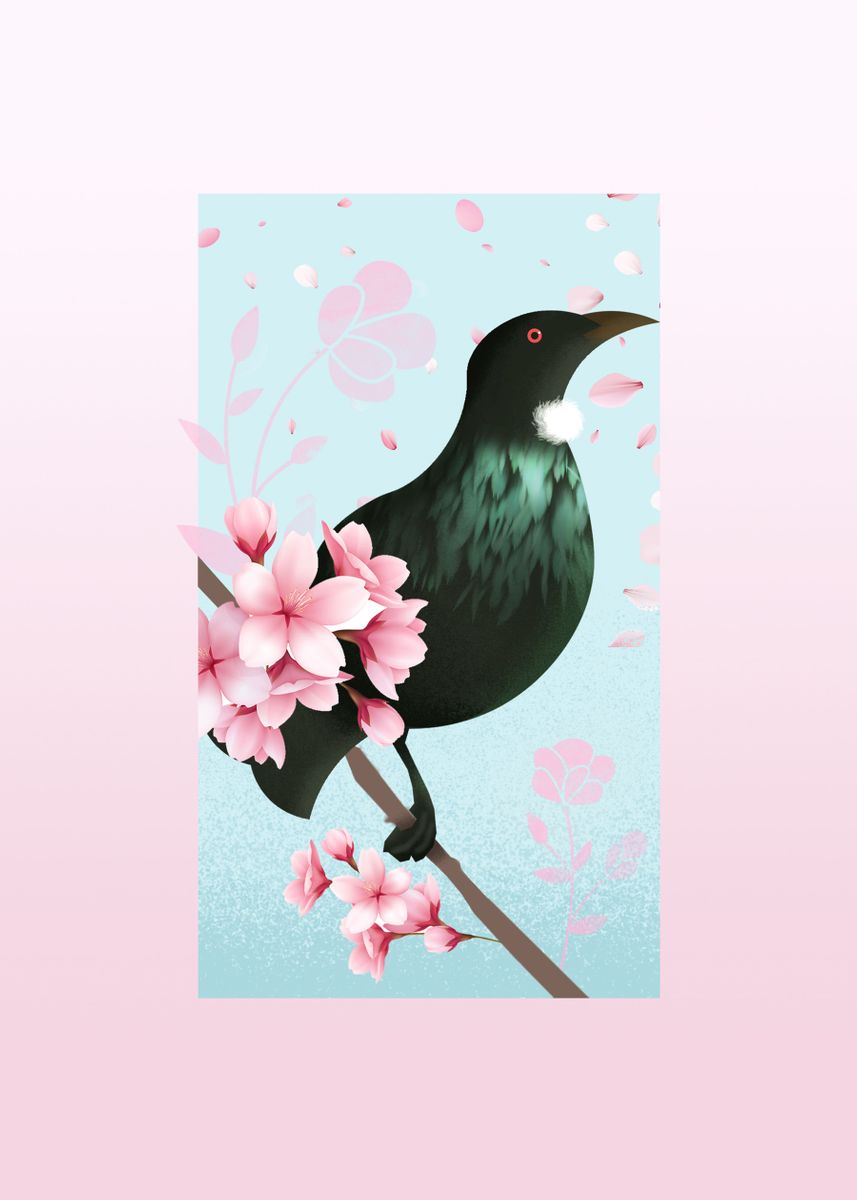'Tui Bird' Poster, picture, metal print, paint by Ben | Displate