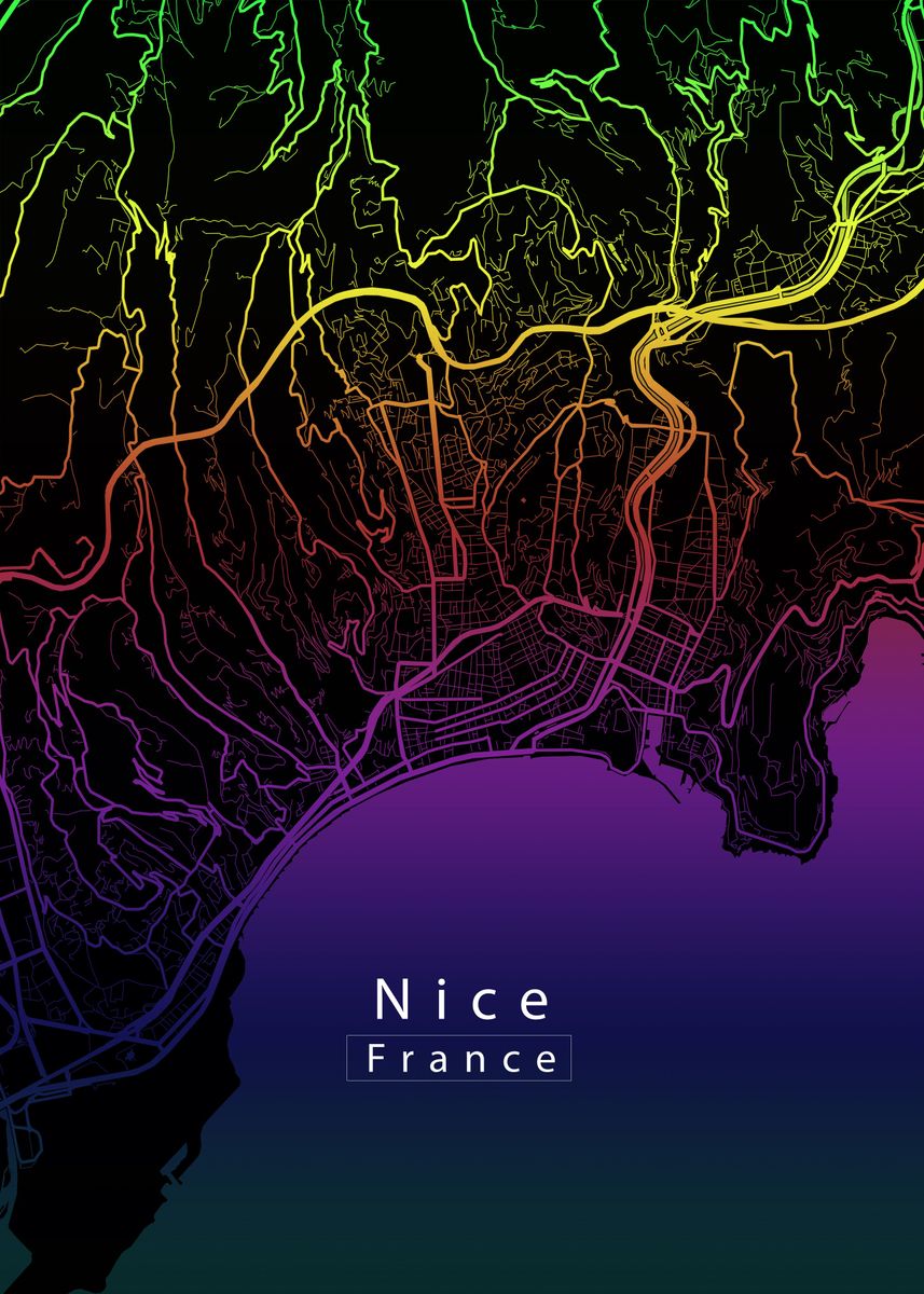 'Nice City Map' Poster by Robin Niemczyk | Displate