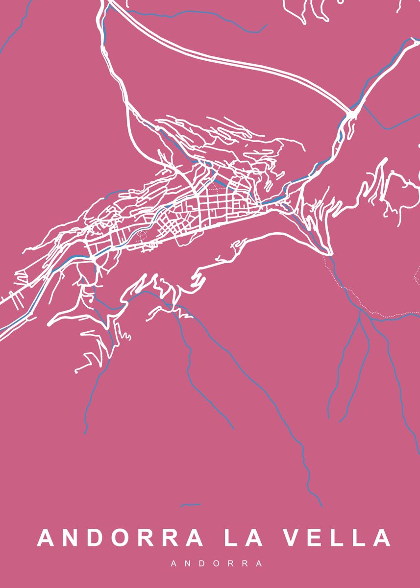 'ANDORRA LA VELLA ANDORRA ' Poster, picture, metal print, paint by ...