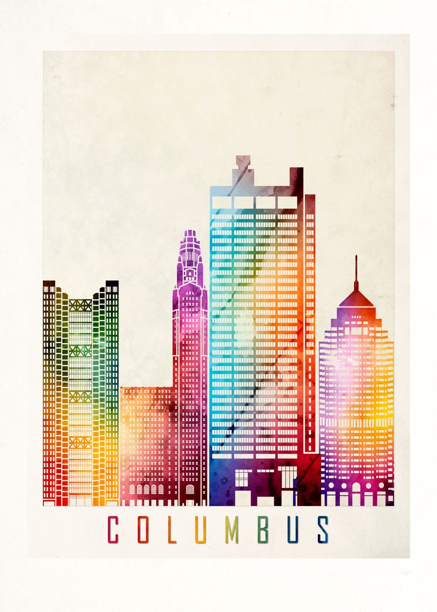 'Columbus skyline' Poster, picture, metal print, paint by Cristina ...