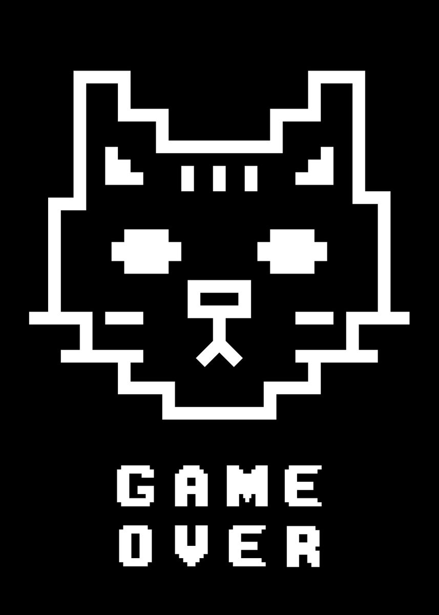'Game Over Cat' Poster, picture, metal print, paint by Simon Clement ...