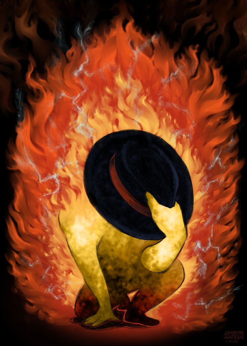 'Man on Fire' Poster, picture, metal print, paint by Alexandra Andersen ...
