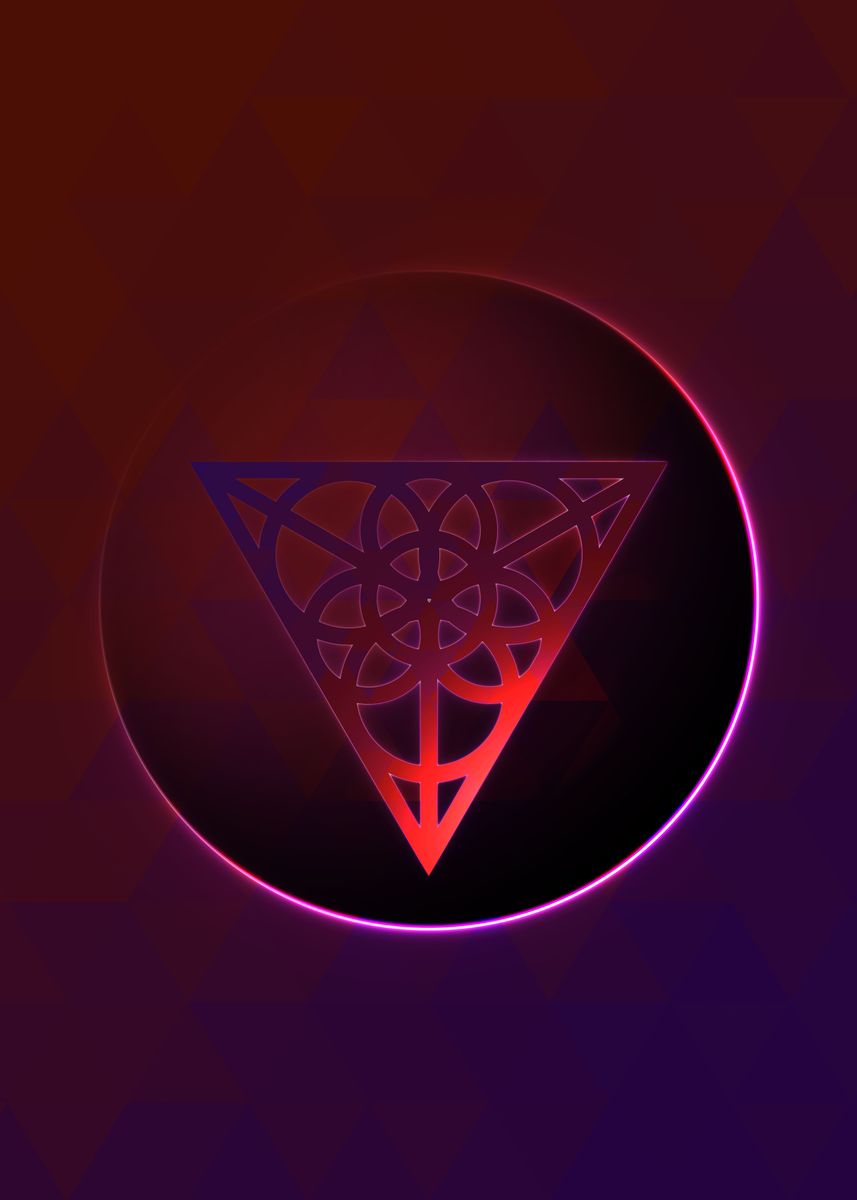 'Neon Magic Circle Sign Art' Poster, picture, metal print, paint by ...