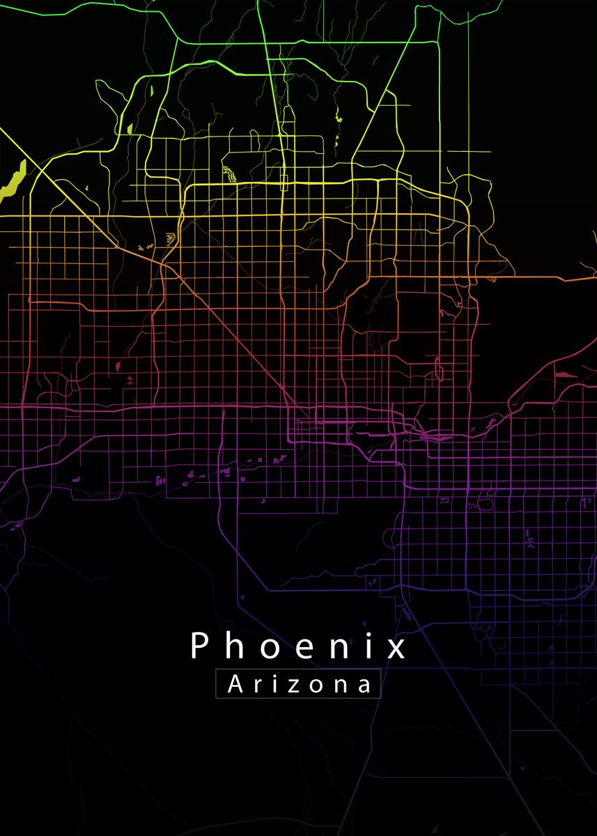 'Phoenix City Map' Poster, picture, metal print, paint by Mapique ...