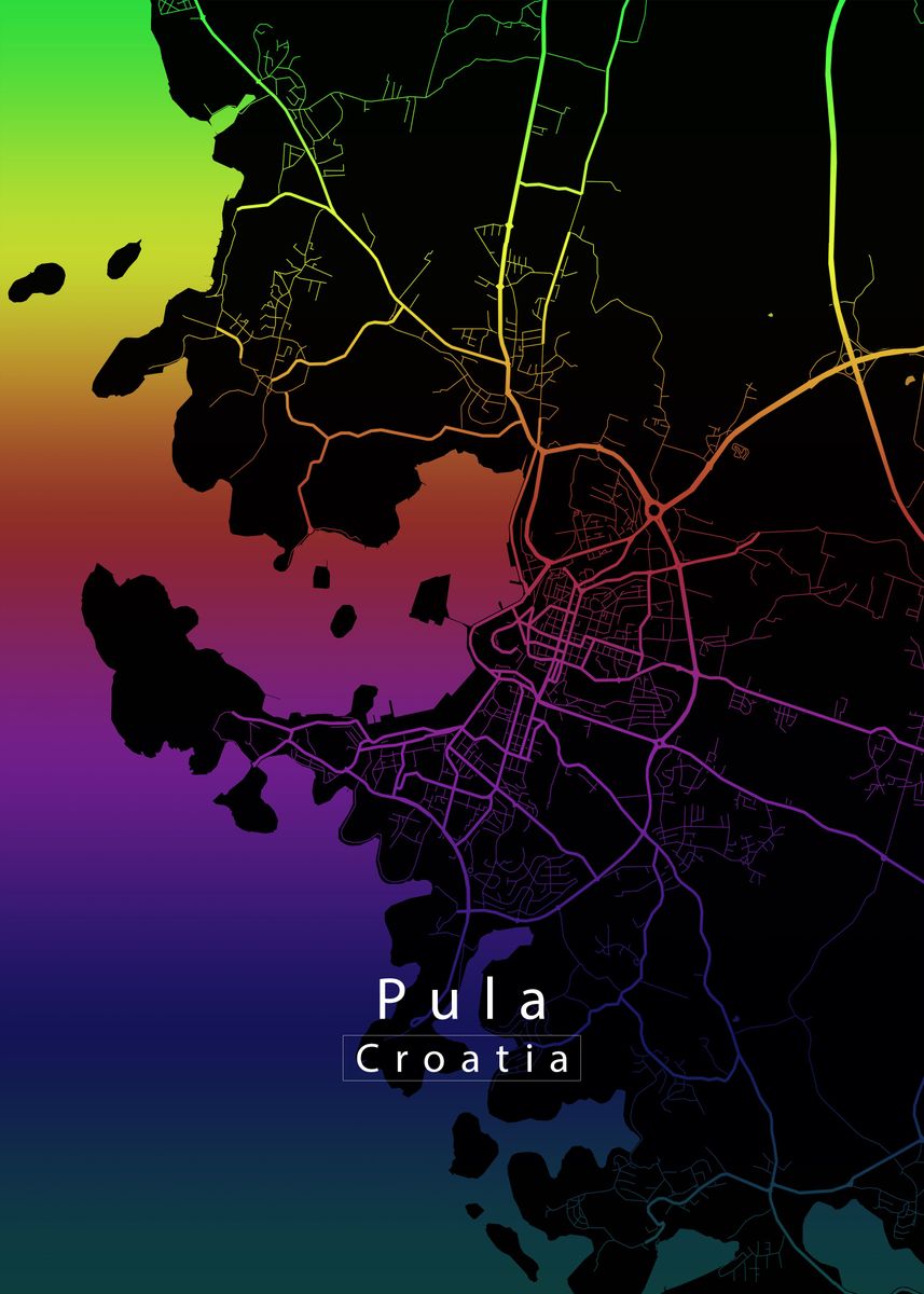 'Pula City Map' Poster by Robin Niemczyk | Displate