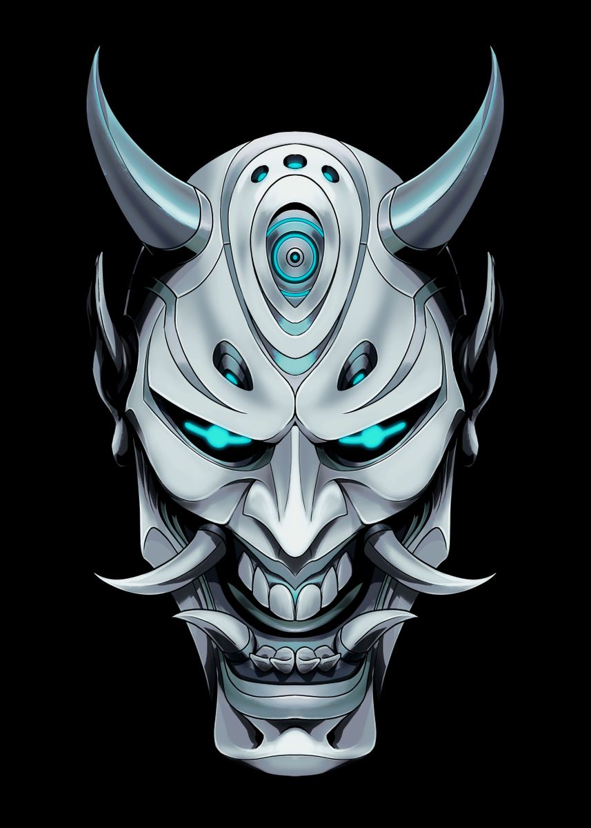 'Silver Oni Mask' Poster, picture, metal print, paint by Salny Setyadi ...