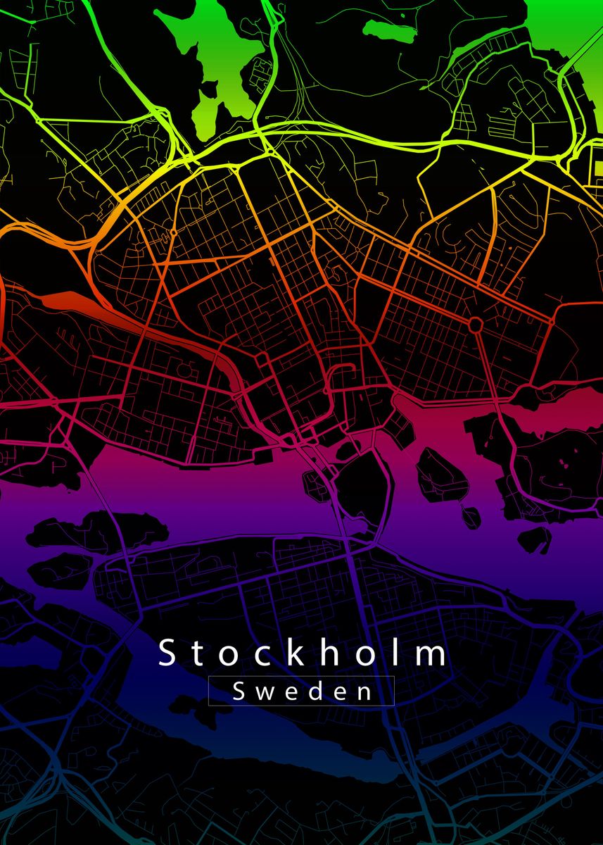 'Stockholm City Map' Poster, picture, metal print, paint by Mapique ...