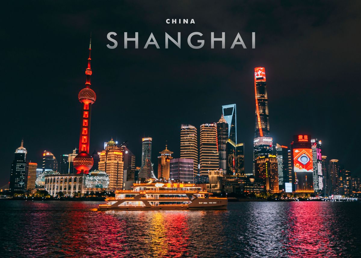 'Shanghai City Night' Poster by Pitch Photography | Displate