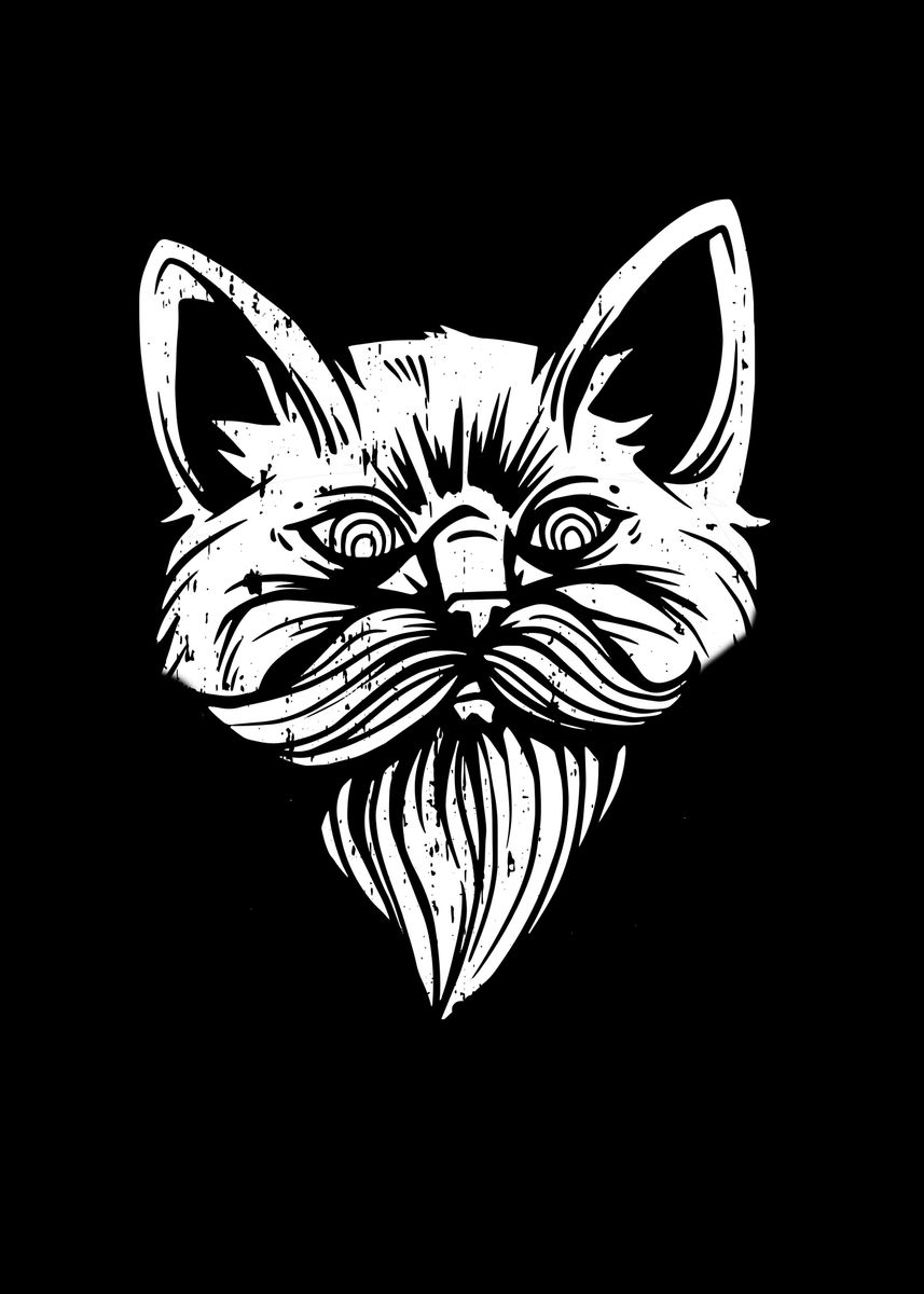 'Cat With Beard Bearded Cat' Poster, picture, metal print, paint by ...