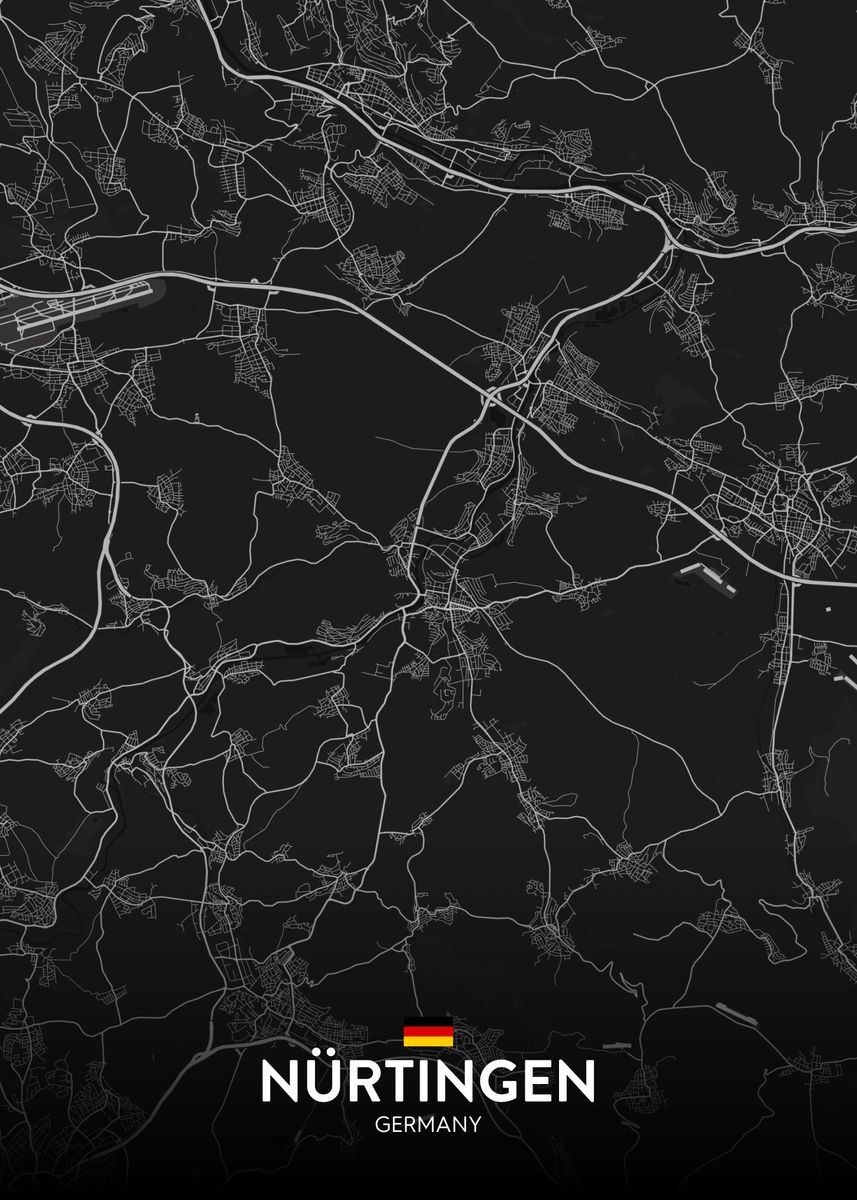 'Nurtingen DE' Poster, picture, metal print, paint by IMR Designs ...