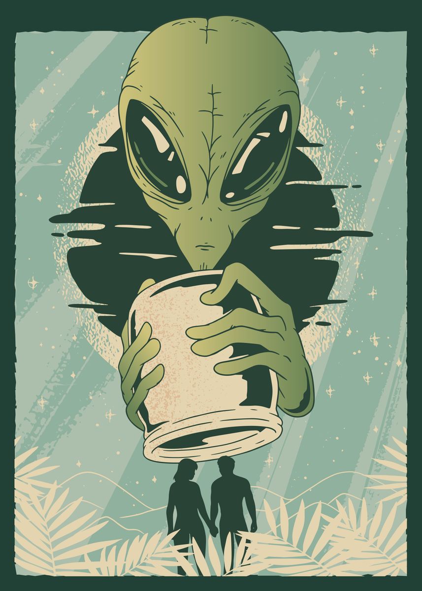 'Alien humans abstract' Poster, picture, metal print, paint by ...