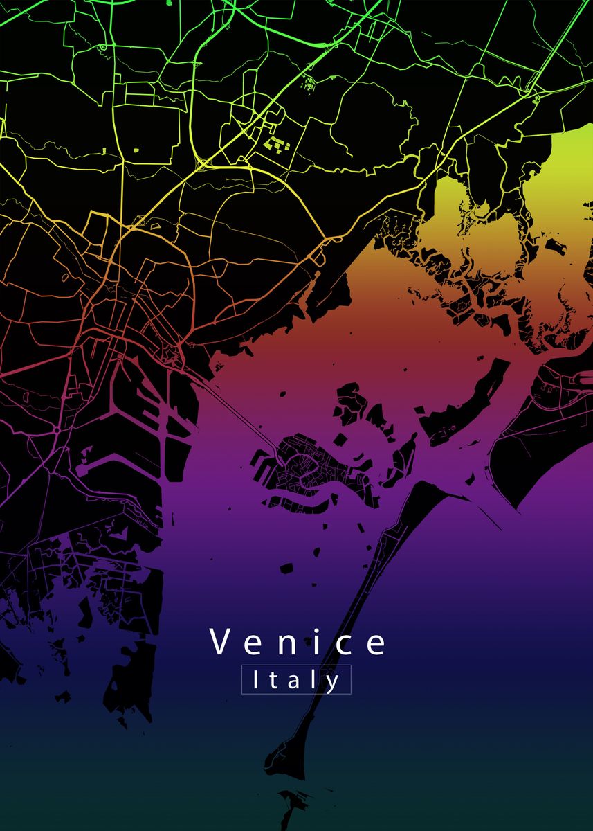 'Venice City Map' Poster by Robin Niemczyk | Displate