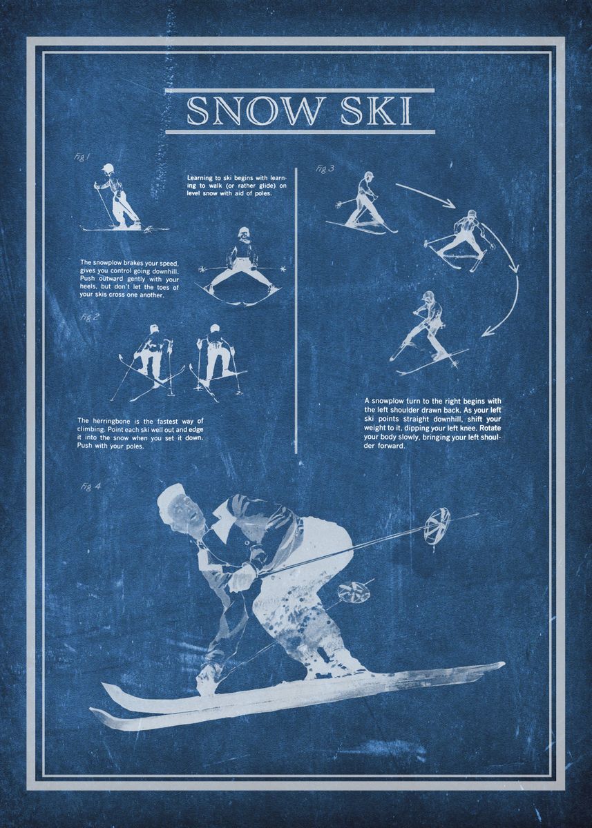 'Snow Ski' Poster, picture, metal print, paint by American Vintage ...