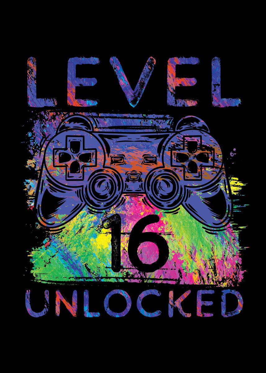 'Colorful gamer level 16' Poster, picture, metal print, paint by BeMi ...
