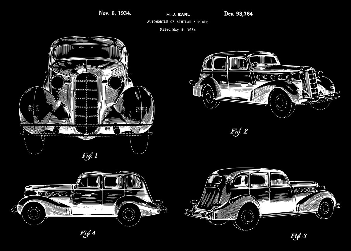 'Automobile Patent' Poster by Sam Kal | Displate