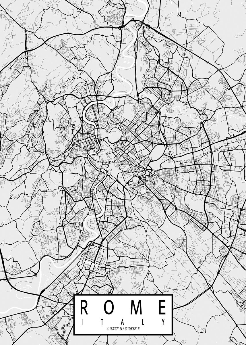 'Rome City Map Light' Poster, picture, metal print, paint by deMAP ...