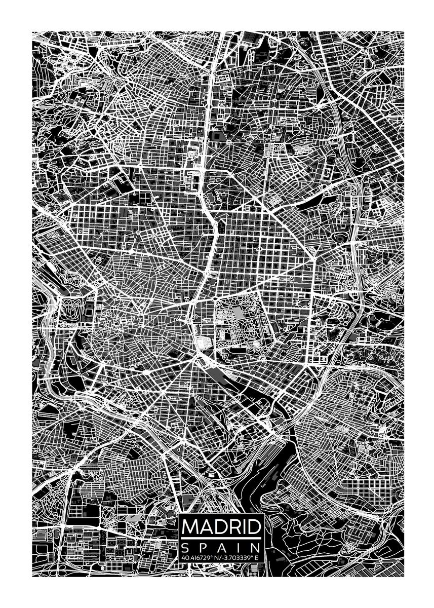 'Madrid Street Map' Poster, picture, metal print, paint by Ahmad Adifin ...