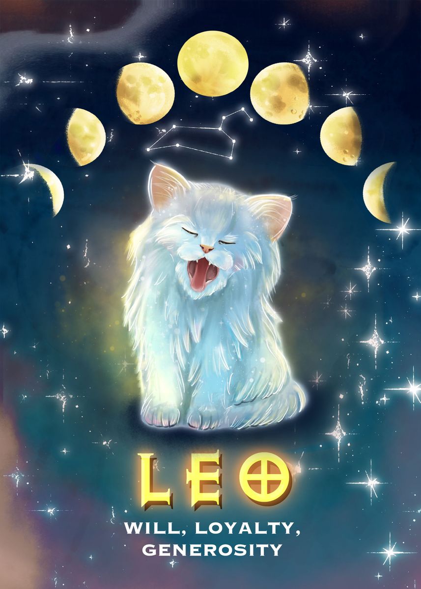 'Cosmic Leo Cat' Poster, picture, metal print, paint by Lisa Shim ...