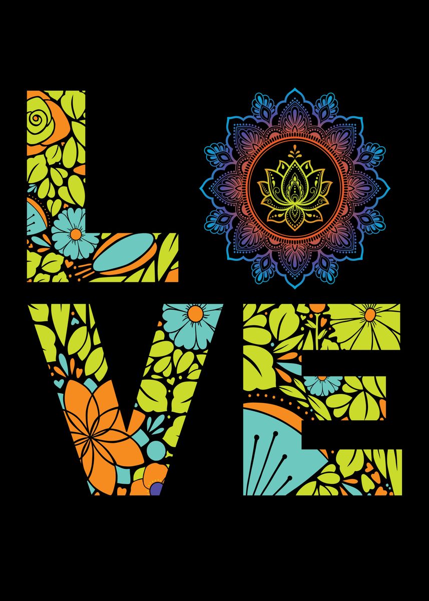 'Love Lotus Flower' Poster, picture, metal print, paint by Mooon | Displate