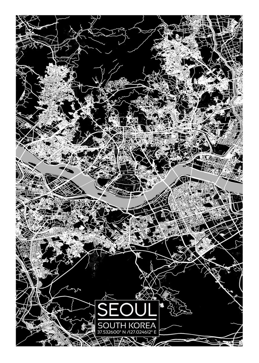 'Seoul Street Map' Poster, picture, metal print, paint by Ahmad Adifin ...