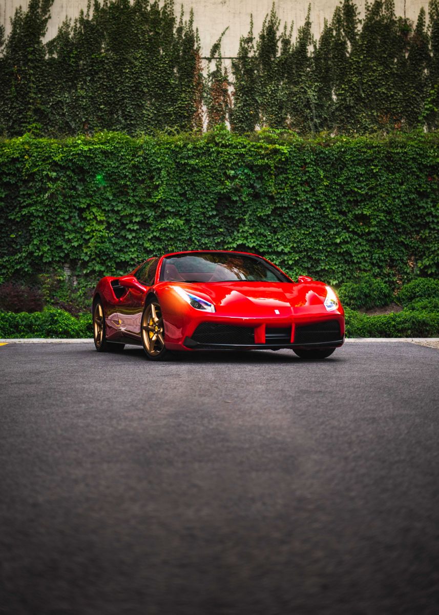 'Red Ferrari in Mansion' Poster, picture, metal print, paint by Aiden ...