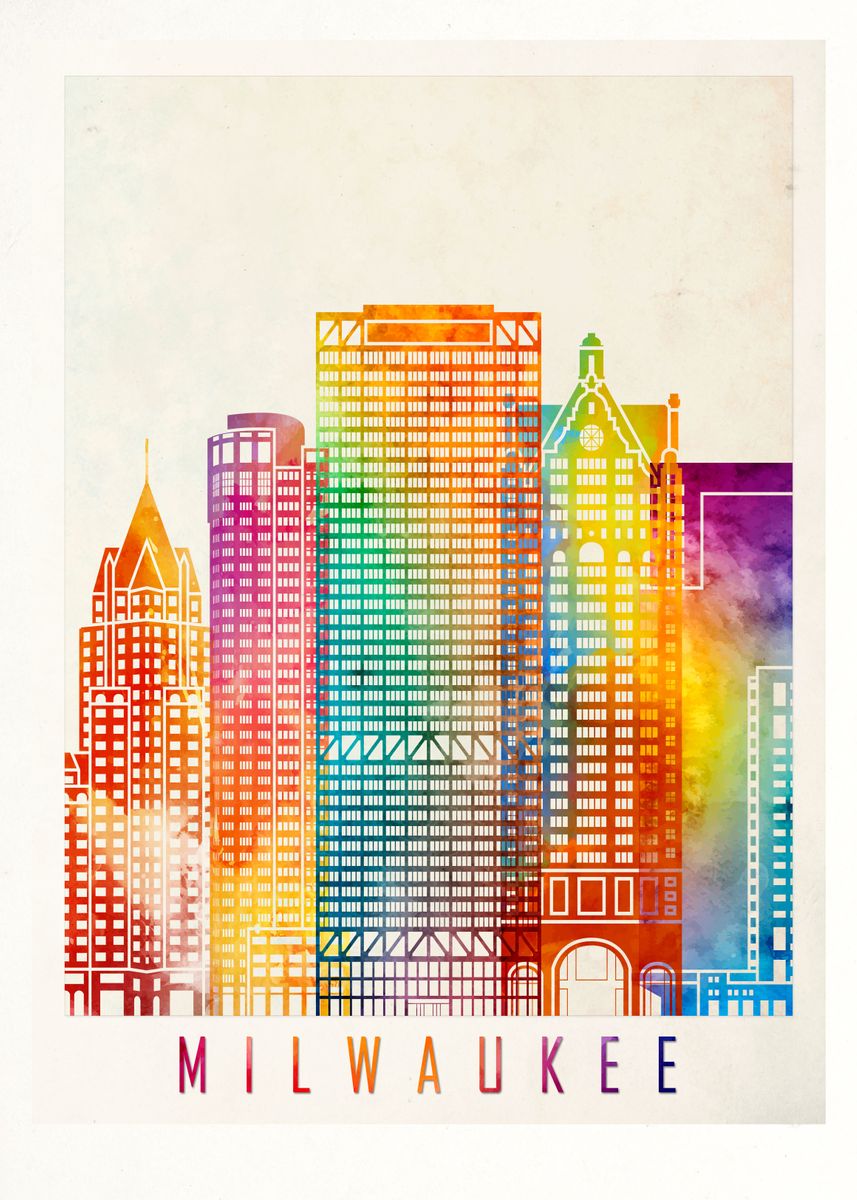 'Milwaukee skyline' Poster, picture, metal print, paint by Cristina ...