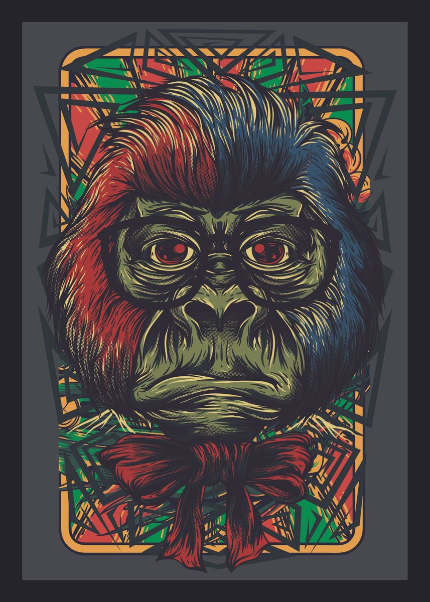'Gorilla Art' Poster, picture, metal print, paint by Hanabi Studio | Displate