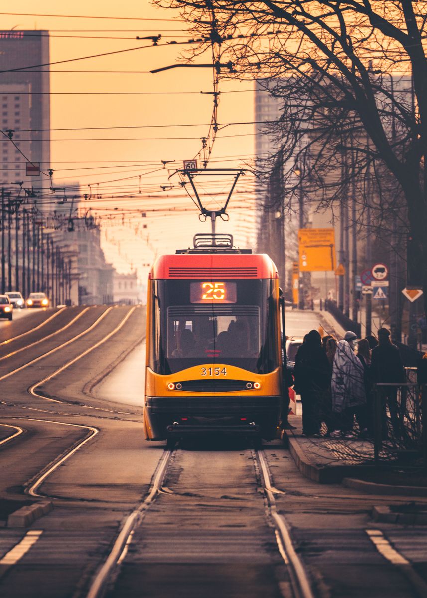 'Tram at the stop' Poster, picture, metal print, paint by Adam ...
