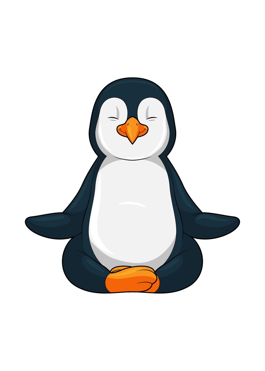 'Penguin Yoga Fitness' Poster, picture, metal print, paint by Markus ...