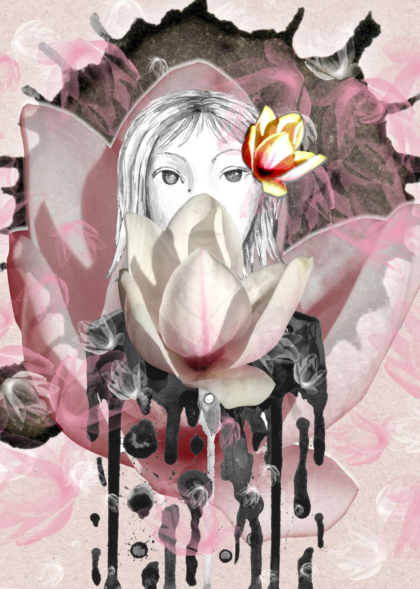 ' Magnolia girl ' Poster, picture, metal print, paint by Bianca ...