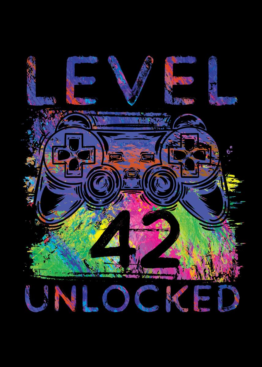 'Colorful gamer level 42' Poster, picture, metal print, paint by BeMi ...