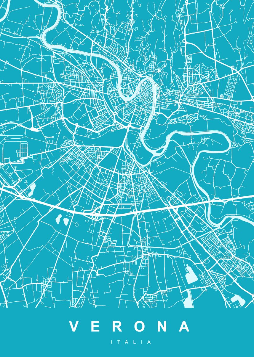 'VERONA Map ITALY' Poster, picture, metal print, paint by UrbanMaps ...