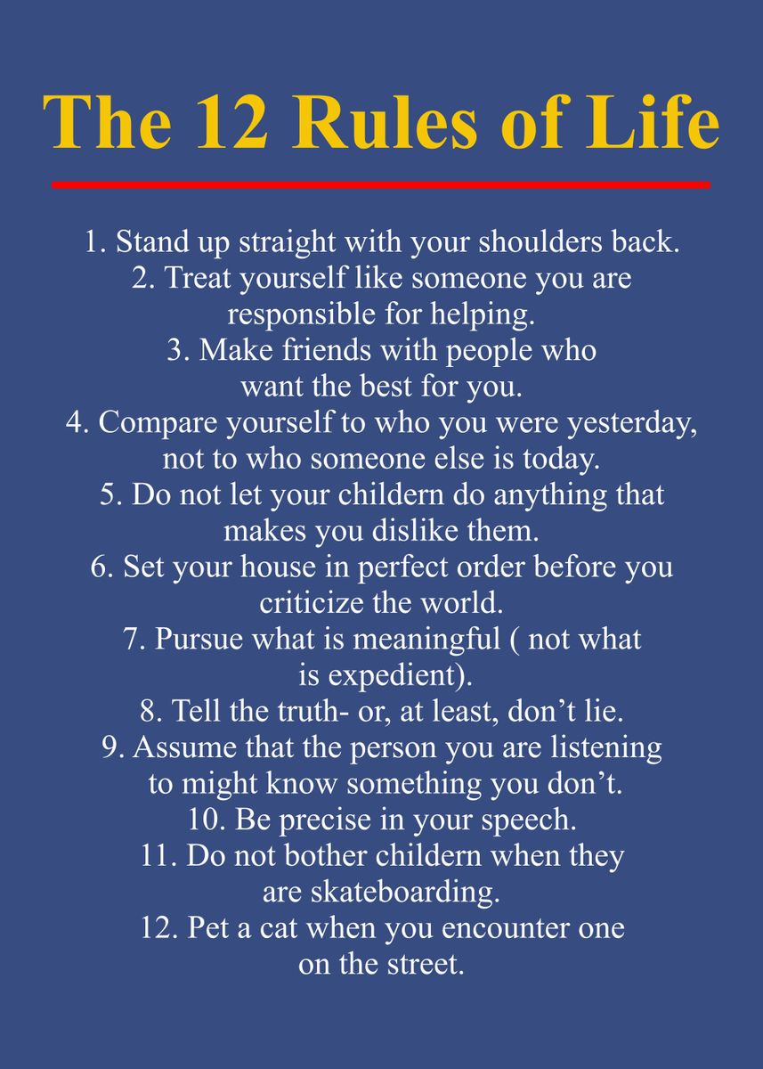 'the 12 rules of life' Poster, picture, metal print, paint by Artistic ...