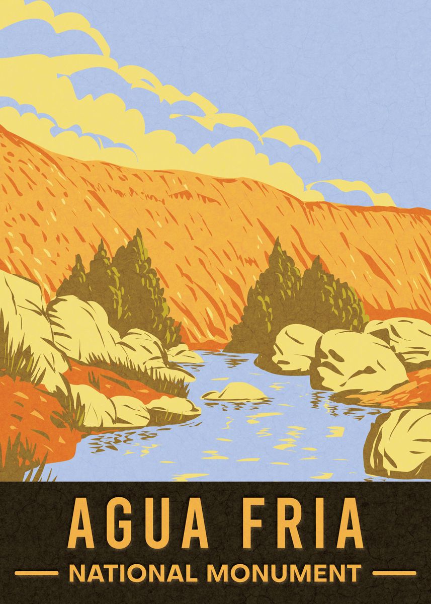 'Agua Fria WPA' Poster, picture, metal print, paint by Jordan Holmes ...