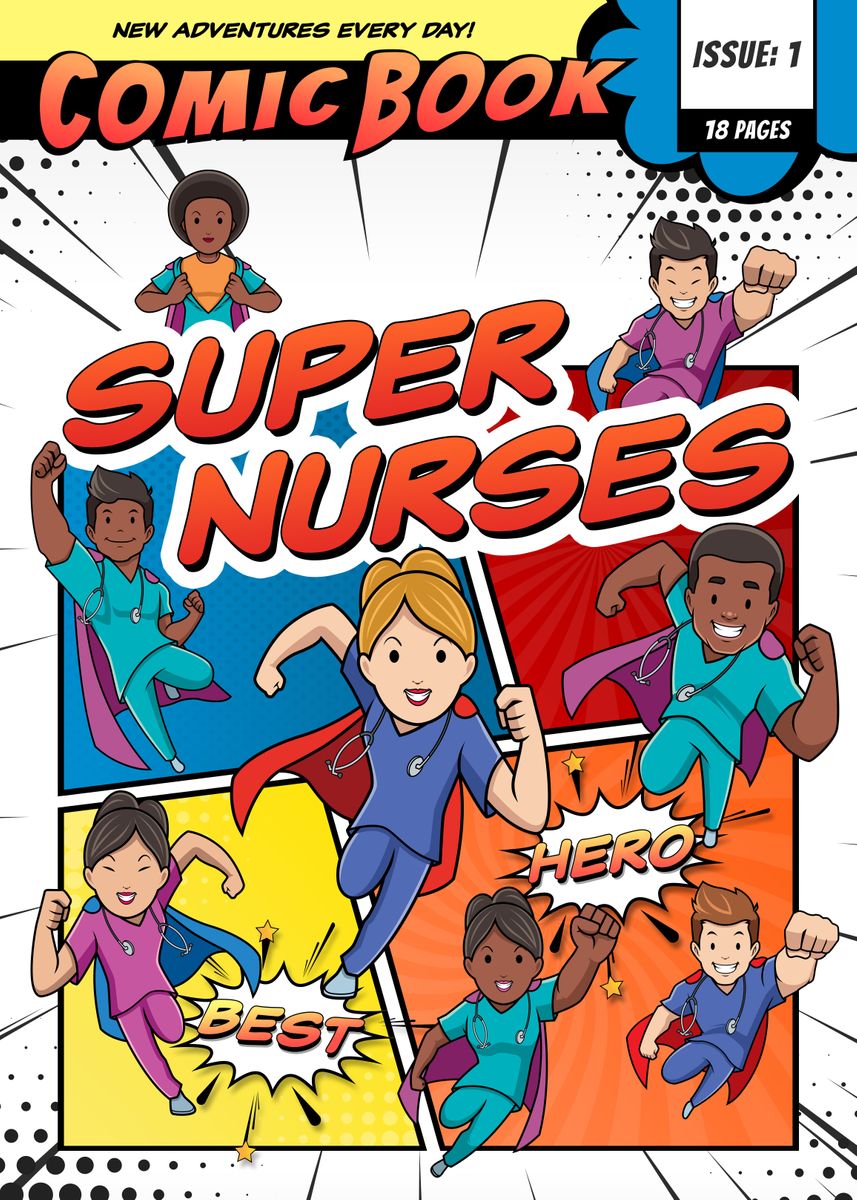'Super Nurses Comic Book' Poster, picture, metal print, paint by ...