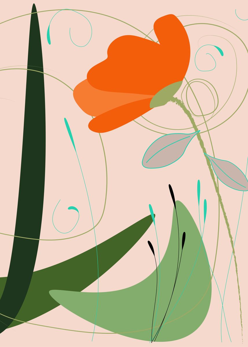'Orange Poppy' Poster, picture, metal print, paint by Fátima Seehagen ...