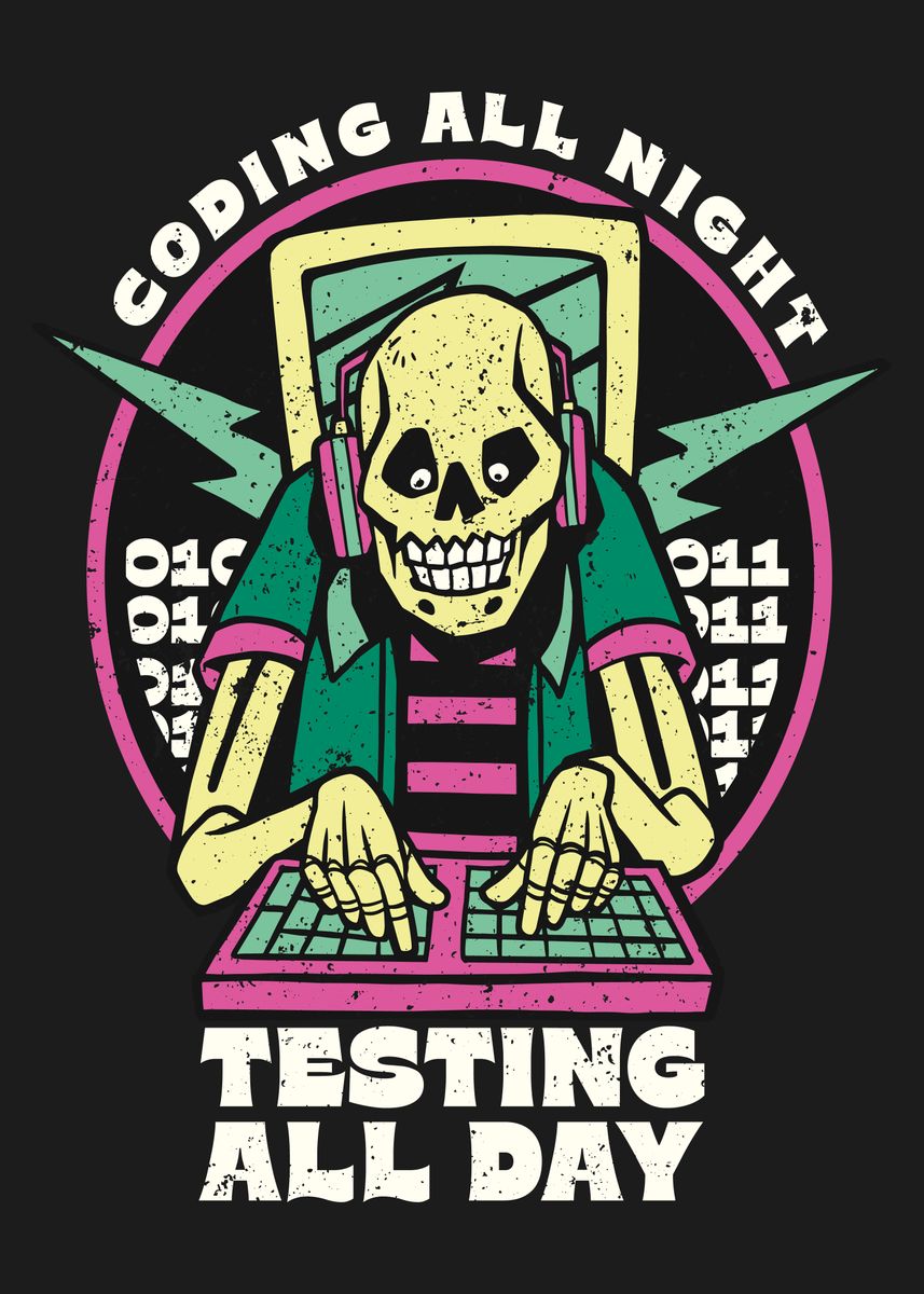 'Coding skeleton' Poster, picture, metal print, paint by Bombdesign ...