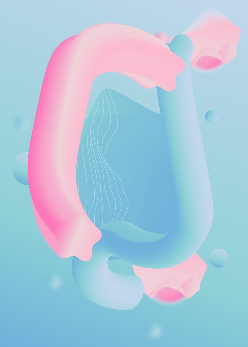 'Abstract pink and blue' Poster, picture, metal print, paint by Ricky ...