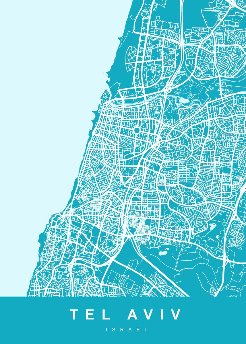 'TEL AVIV Map ISRAEL' Poster, picture, metal print, paint by UrbanMaps ...