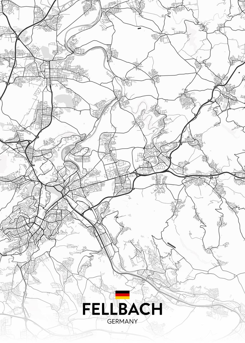 'Fellbach DE' Poster, picture, metal print, paint by IMR Designs | Displate