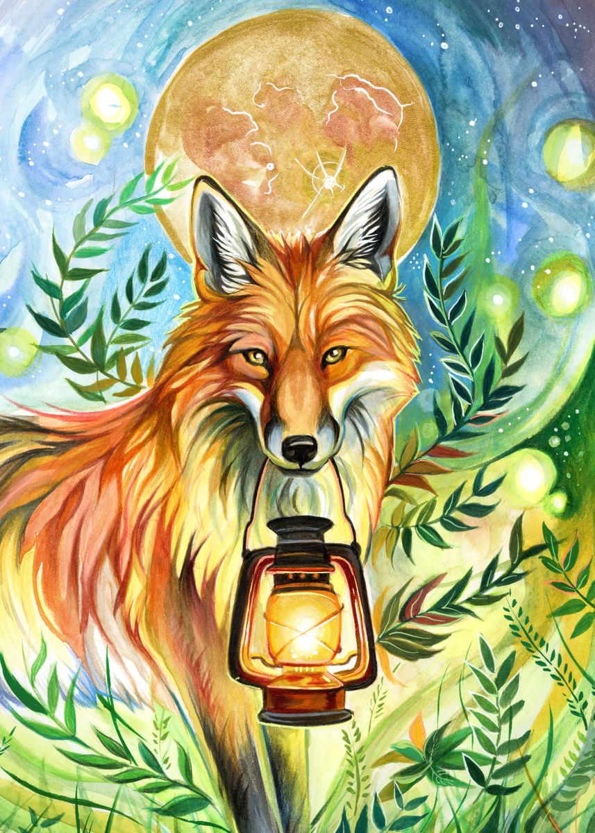 'Lantern Fox' Poster, picture, metal print, paint by Katy Lipscomb ...
