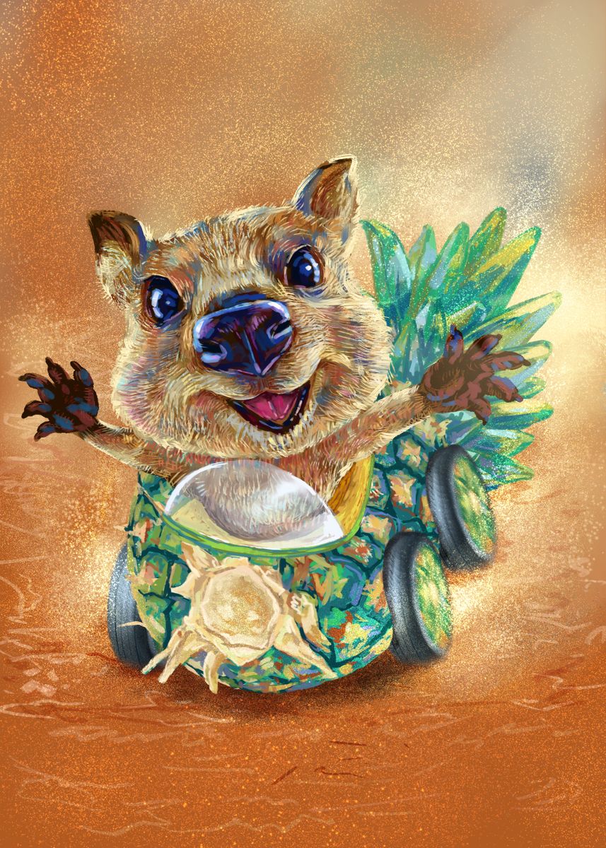 'Quokka The Racer' Poster, picture, metal print, paint by hadkhanong ...