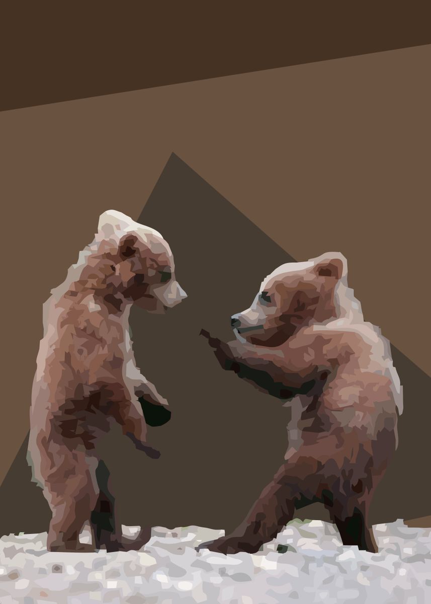 'Two bear kidding' Poster, picture, metal print, paint by Green Goblin ...