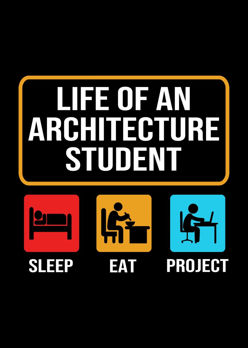 'Architecture Student Life' Poster, picture, metal print, paint by ...