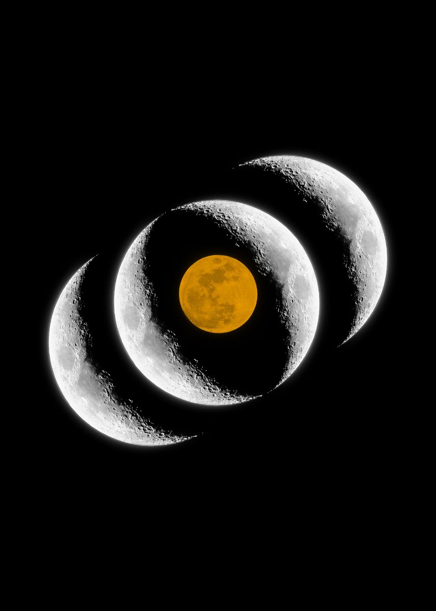 'Multi Moon ' Poster, picture, metal print, paint by Nice Japan | Displate